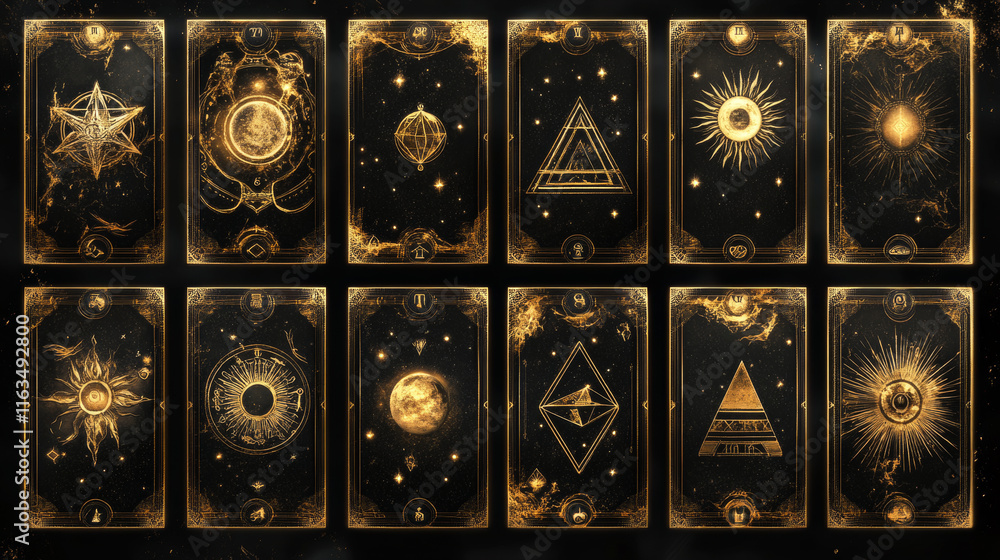 Magic occult Tarot cards with esoteric celestial frames, vector ...