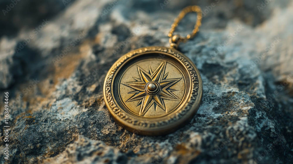 Compass symbol and sign, isolated vector marine navigation element ...