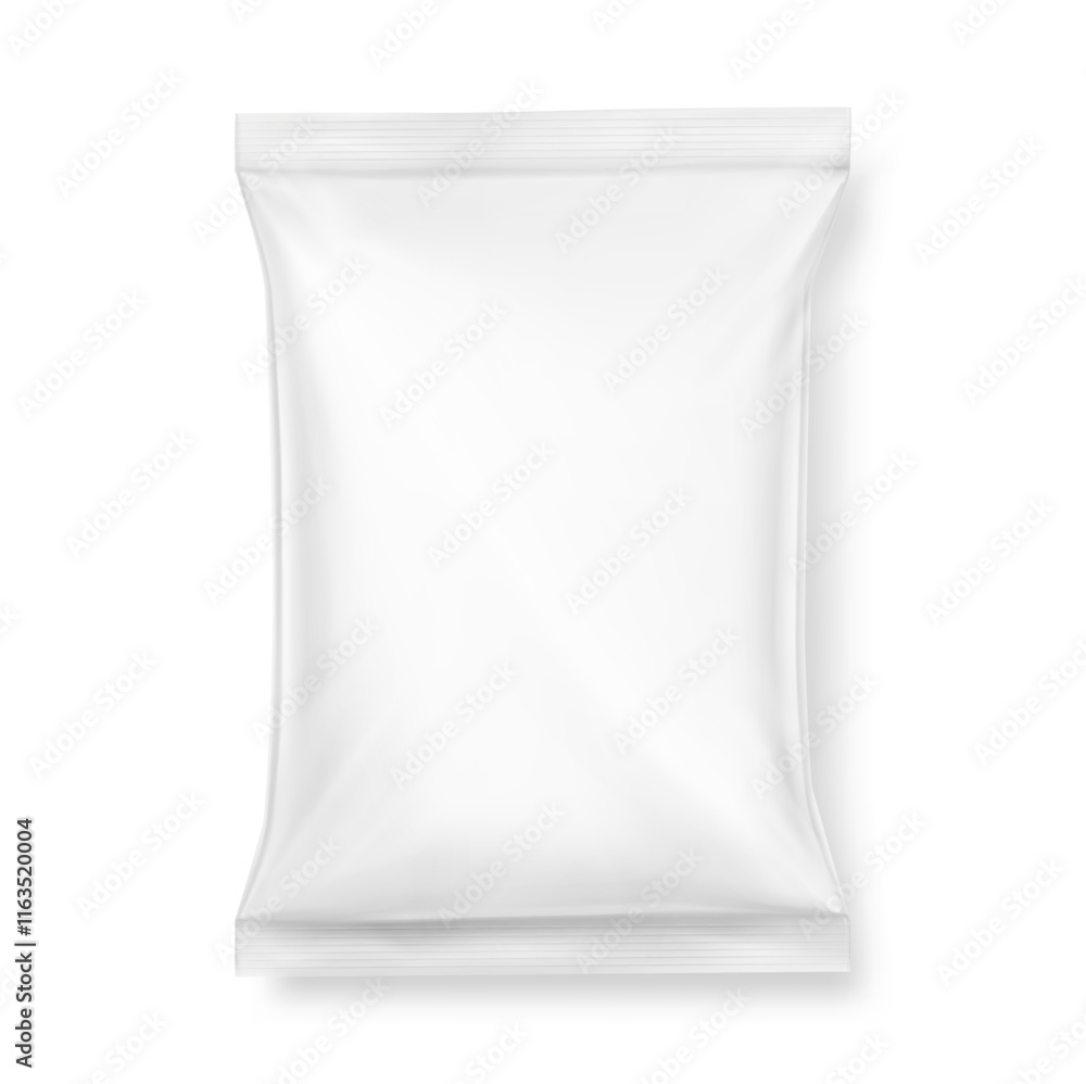 Clear pillow bag mockup isolated on white background. Realistic vector ...
