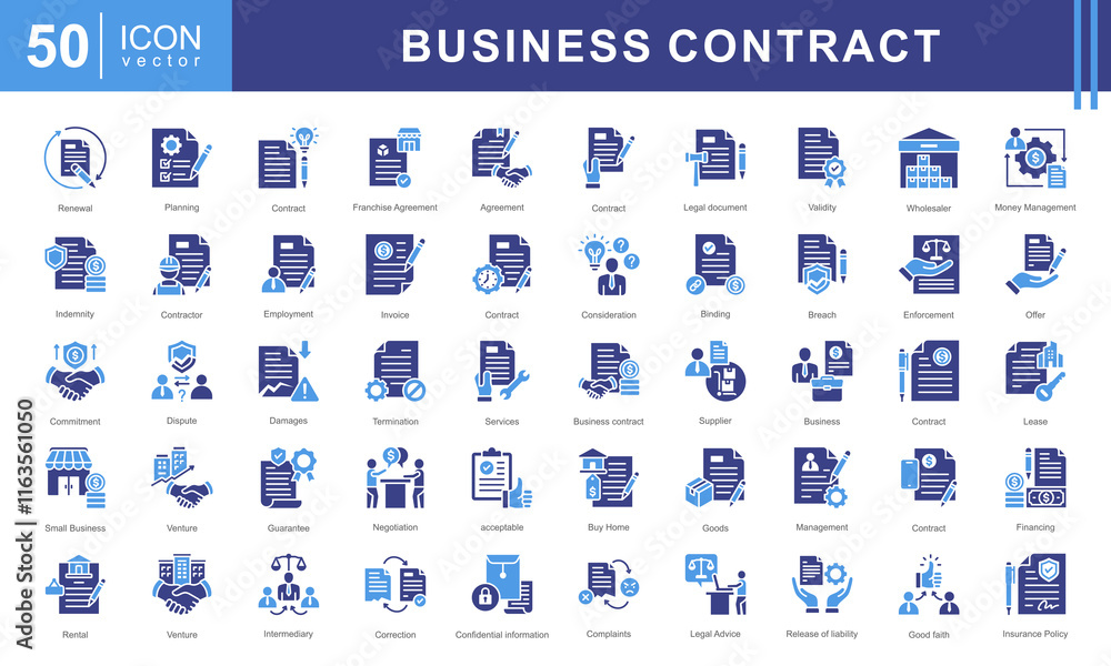 Vector de Stock This icon set theme Business Contract is designed to ...