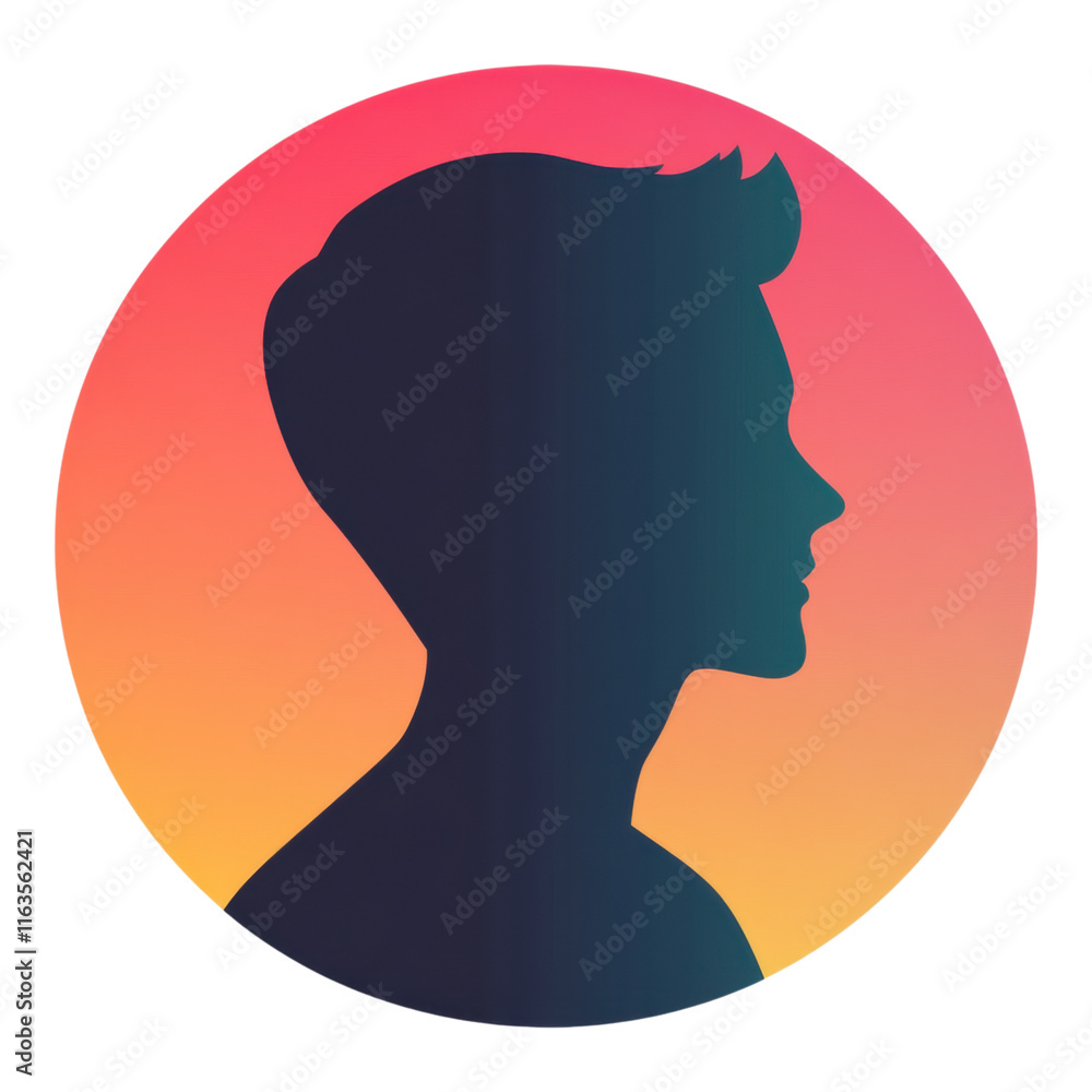 Circular profile icon featuring a minimalist head-and-shoulders ...