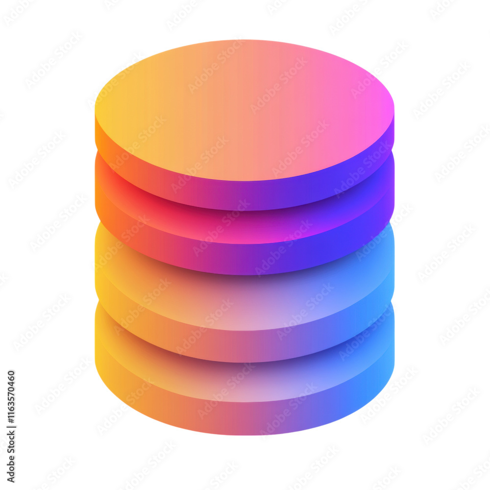 Sleek database icon featuring stacked cylindrical shapes, enhanced with ...