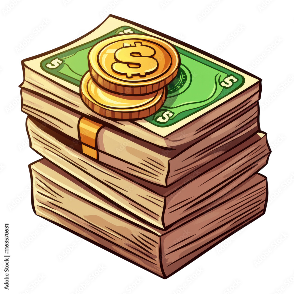 Stacked Money Clip Art, featuring detailed bills and coins, ideal for ...