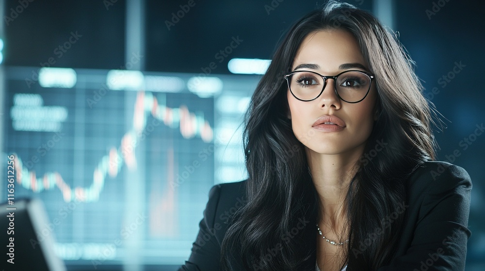 Finance expert guiding clients through stock options analysis, digital ...