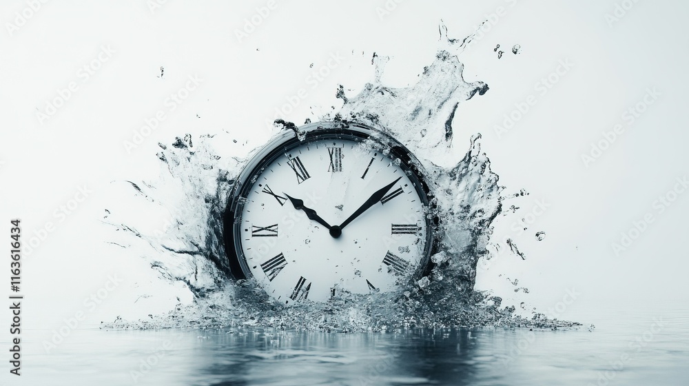 Melting Time, a surreal depiction of a modern clock transforming into ...