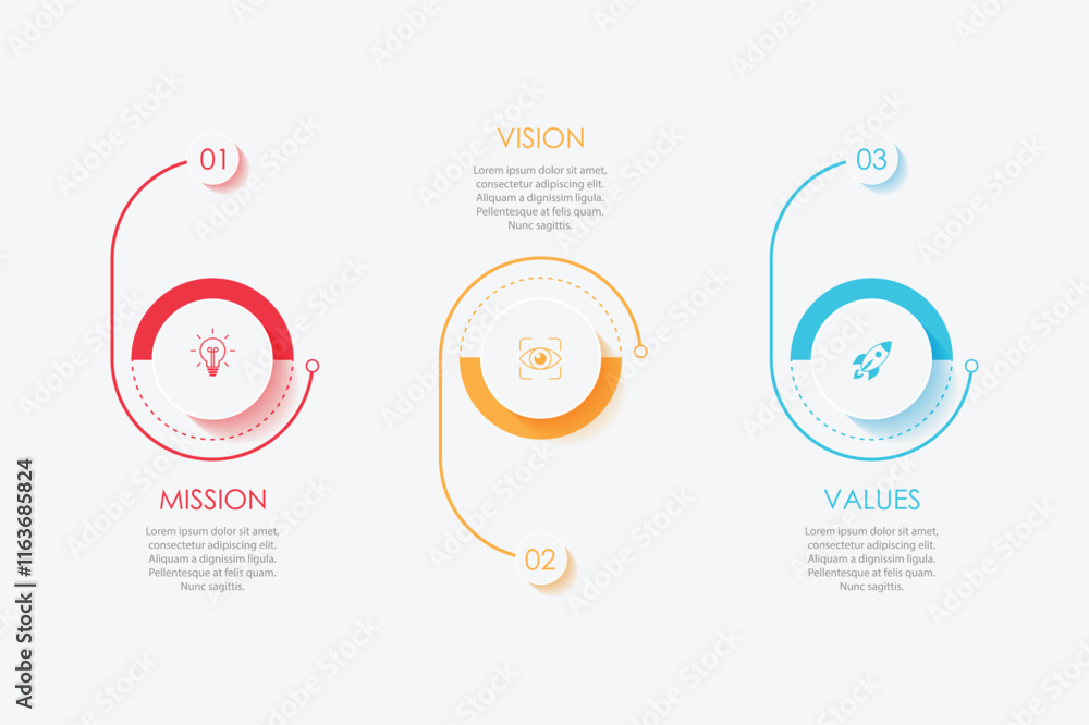 Mission, vision, values, graphic design template.eps 10 on white ...