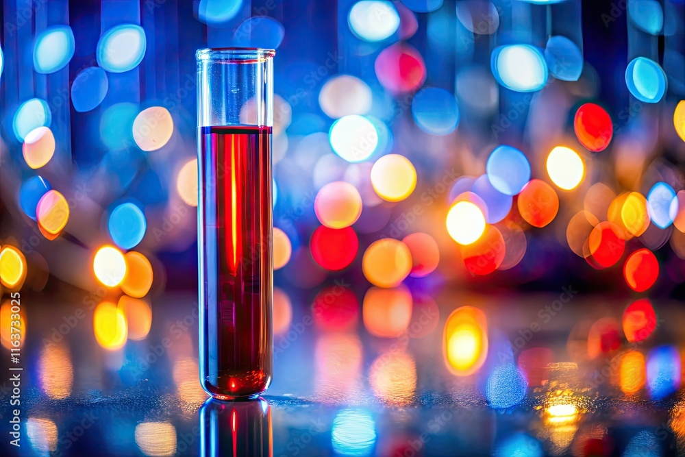 Precision medical phlebotomy: blood sample analysis, bokeh backdrop ...