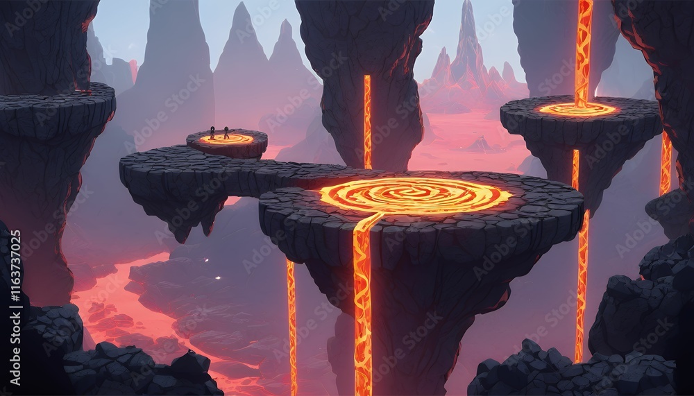Ilustración de Stock Lava Adventure, a dynamic 2D platformer level ...