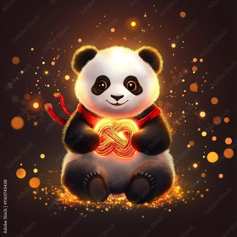 Panda with Infinity Symbol: A cute and cuddly panda bear holding a ...