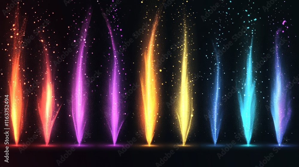 Electric lightning balls, energy burst effect with light bolt. Abstract ...