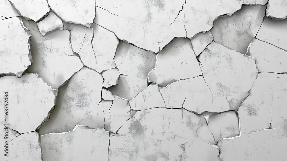 Broken concrete wall or cracked ground texture effect on transparent ...