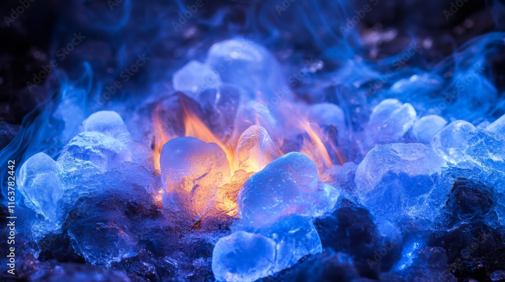 Blue fire overlay with spark ember flame and smoke realistic background ...