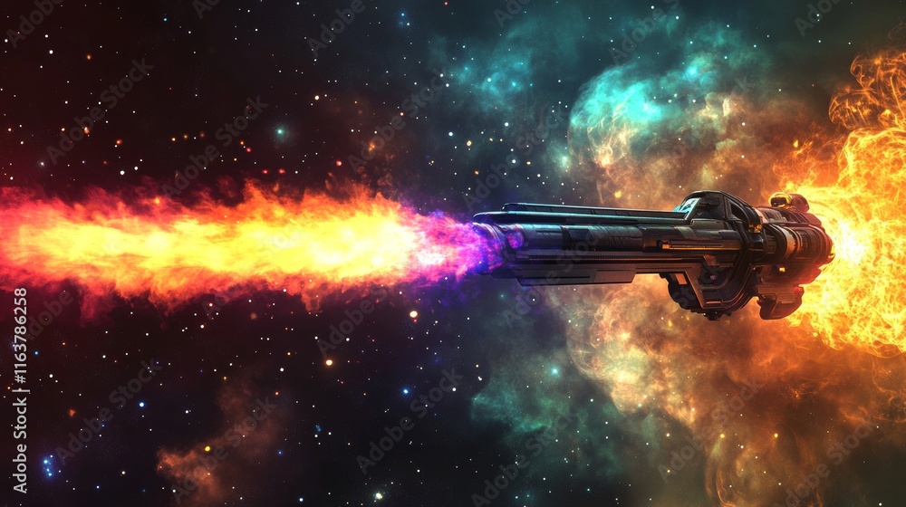 Space guns vfx effect, explosion, laser blasters with plasmic beams and ...