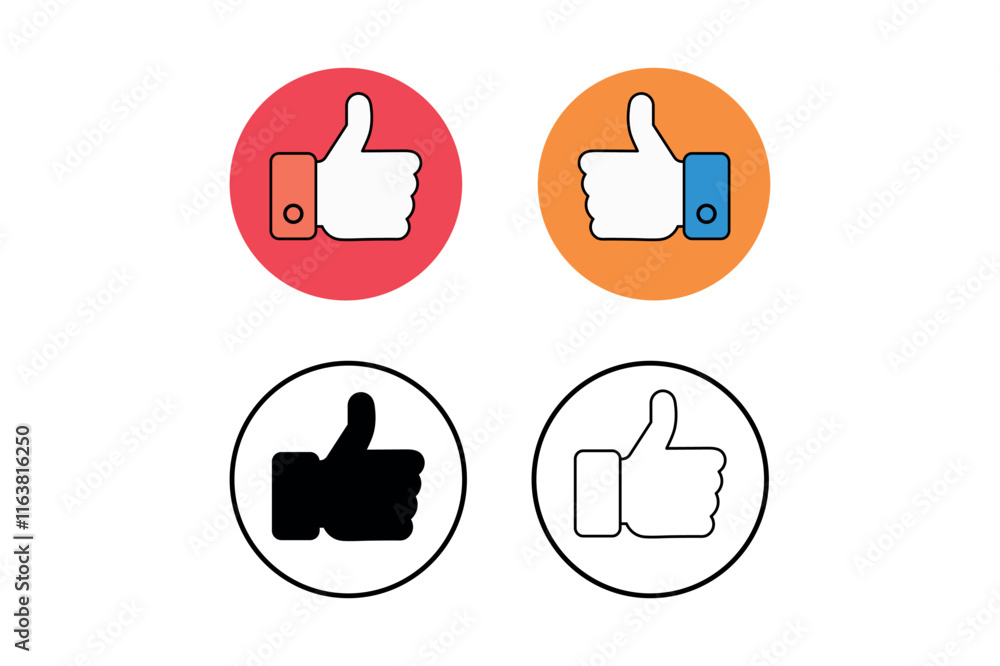 Thumbs Up Like Icon Sets for Boosting Engagement on Social Media, like ...