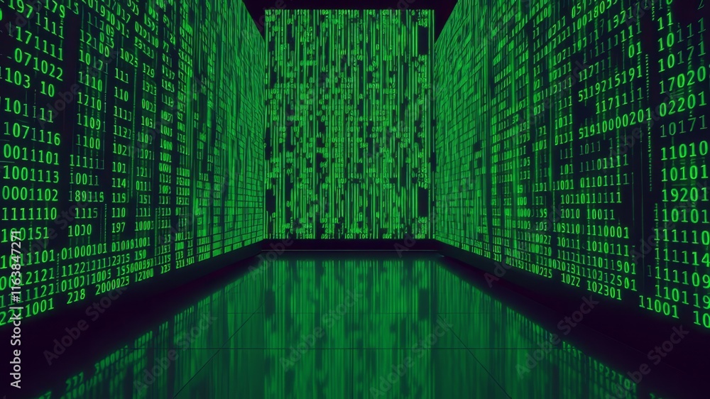 Matrix Digital Wall, Green Numbers, Cyberspace, Coding, Data, AI Art ...