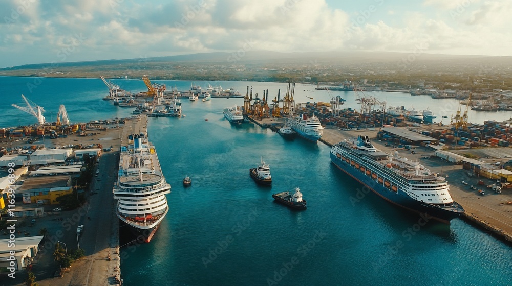 Aerial View of Hilo Harbor, Hawaii: A Bustling Port with Cruise Ships ...