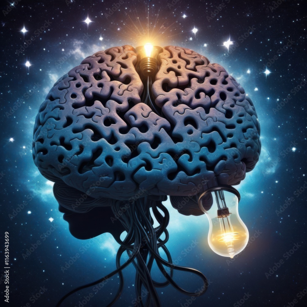 A surreal image of a brain transformed into a tree of knowledge, with a ...