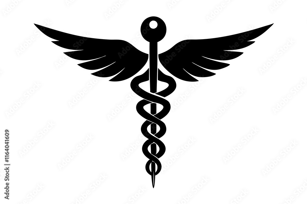Medical caduceus silhouette. Rod of Asclepius. Medical symbol icon ...