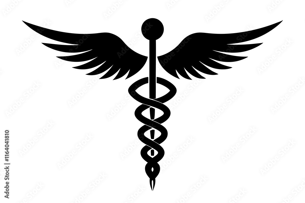 Medical caduceus silhouette. Rod of Asclepius. Medical symbol icon ...