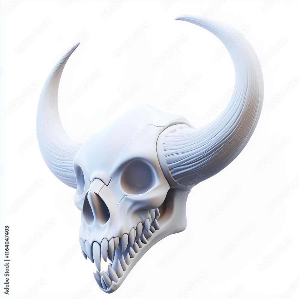 Unusual horned skull sculpture designed with intricate details and ...