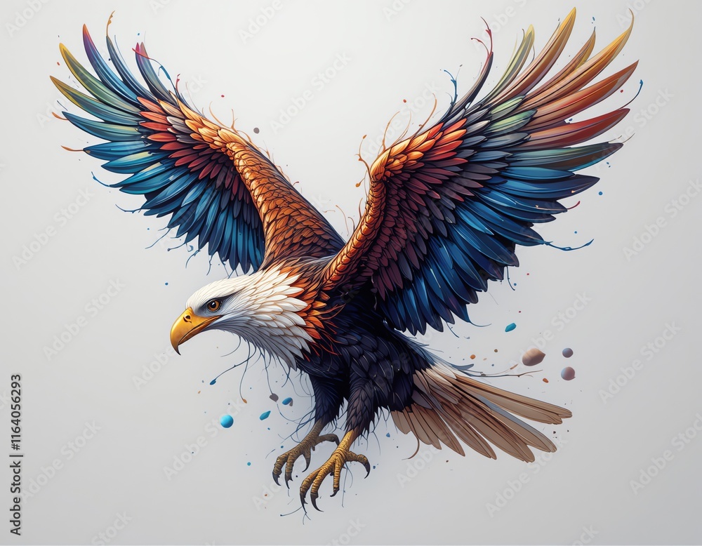 beautiful illustration of a eagle with colorful, high resolution, 4k ...