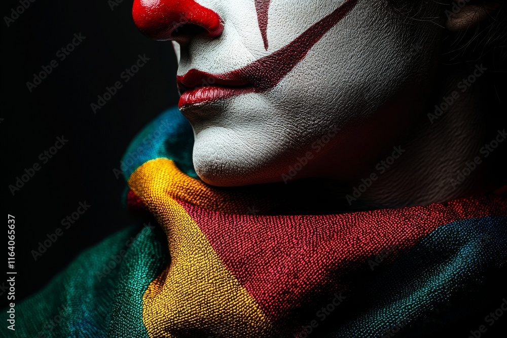 Scary, creepy clown with a sinister smile, circus jester, joker ...