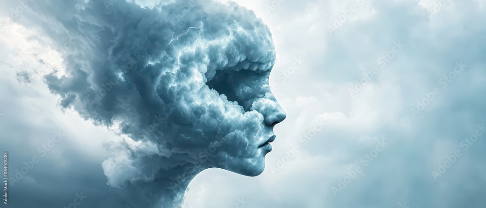 Surreal storm shaped like a human face. Surrealistic image for metaphor ...