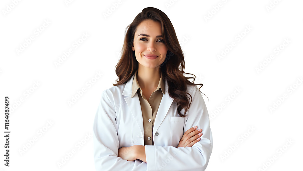 Confident woman doctor or nurse smiling, isolated PNG with transparent ...