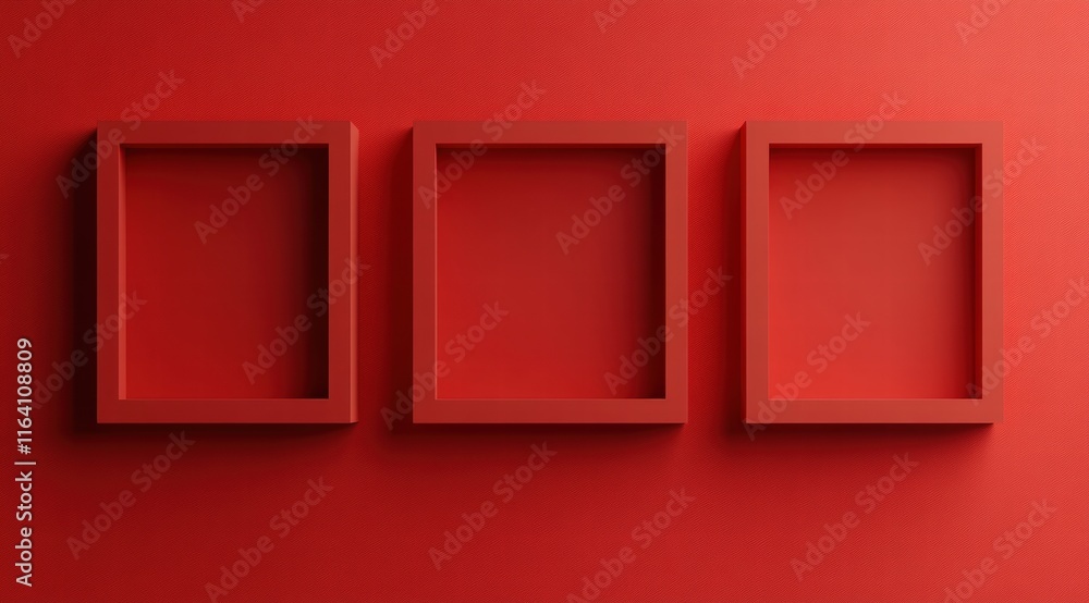 Modern red paper background with simple shapes, high resolution, no ...