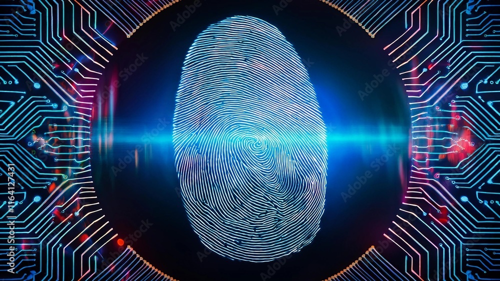 Identity, conceptual image. Finger print and DNA (deoxyribonucleic acid ...