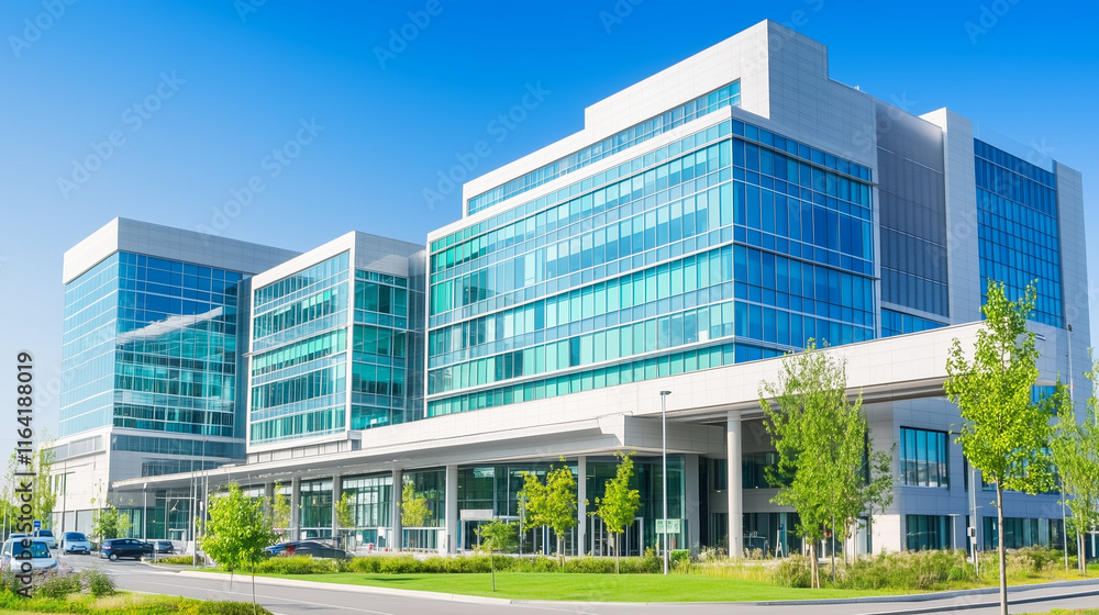 Modern hospital isolation ward exterior showcasing advanced medical ...
