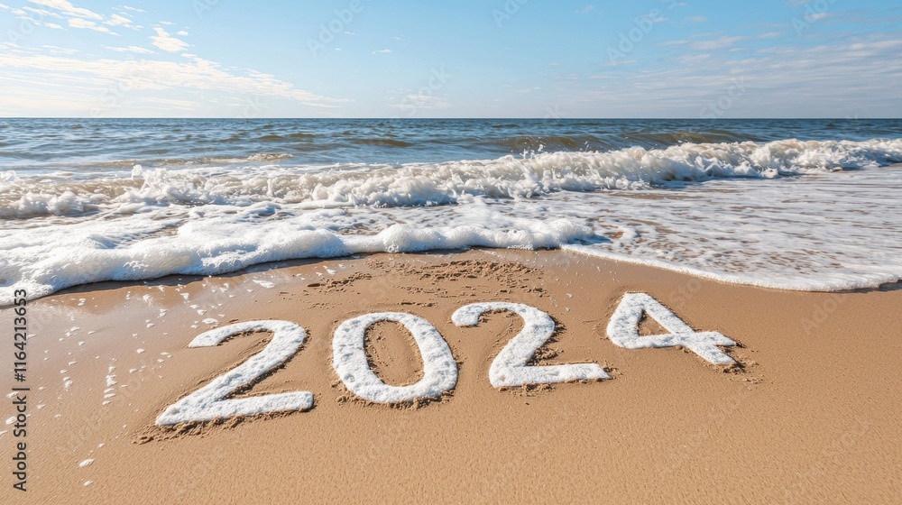 Hello 2025 a serene beach celebration washing away goodbye 2024 with ...