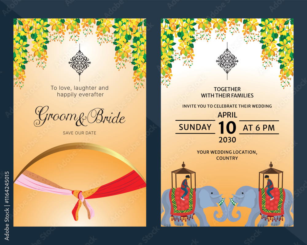 indian or hindu wedding invitation card designed for vivah ceremony ...