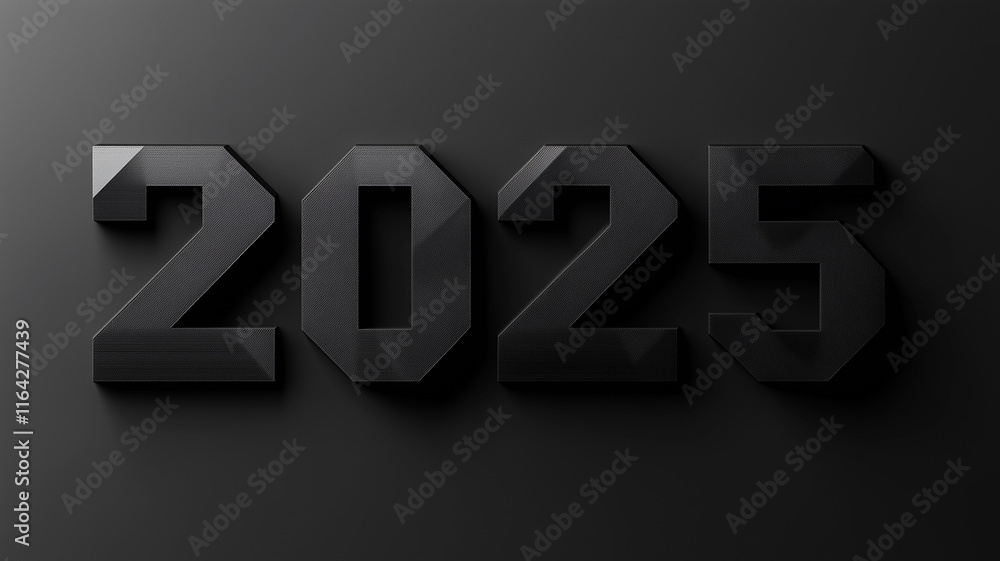 A bold and futuristic typography "2025", featuring sleek sans-serif ...