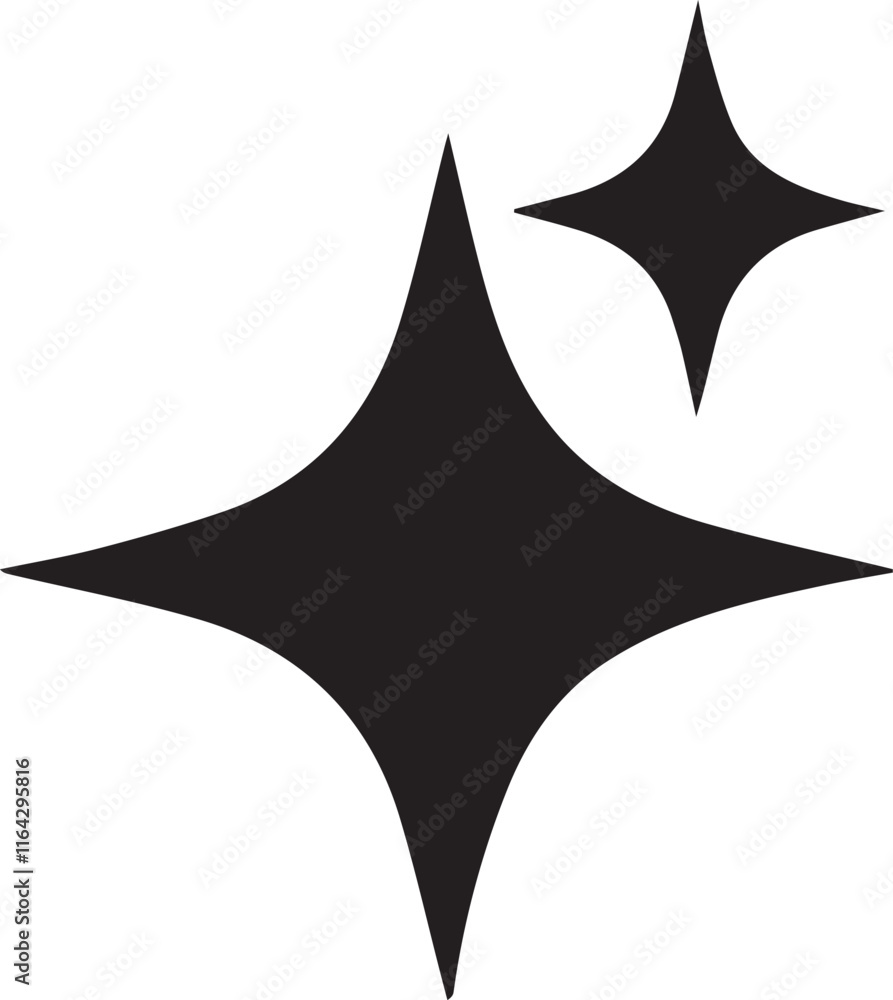 sparkle star icon. simple star burst symbol. transparent png file and vector illustration. Stock ...