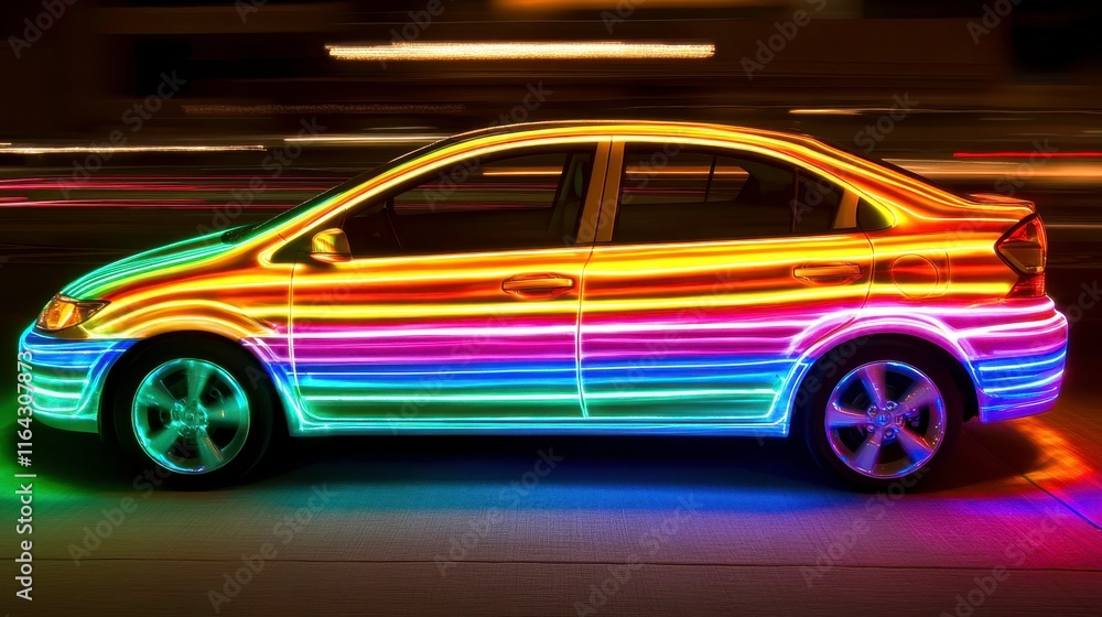Dynamic light trails of a car in motion urban street photography ...