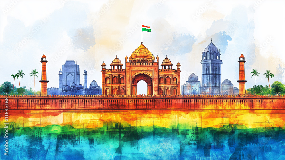 Illustration of India Republic Day featuring a blend of historical ...