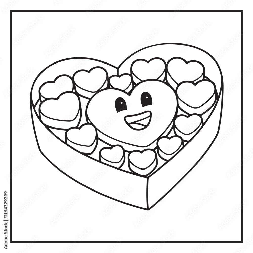 Bold and Easy Valentine's Day Coloring Page For Kids and Adults Stock ...