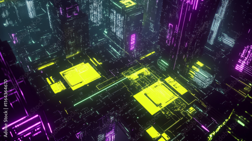 Game stream overlay, ui frame with yellow neon glow. Digital user ...