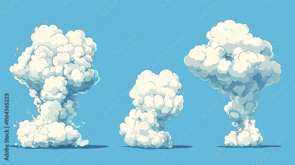 Magic smoke explode process animation sprite sheet. Cartoon clouds, steam vfx explosion animated ...