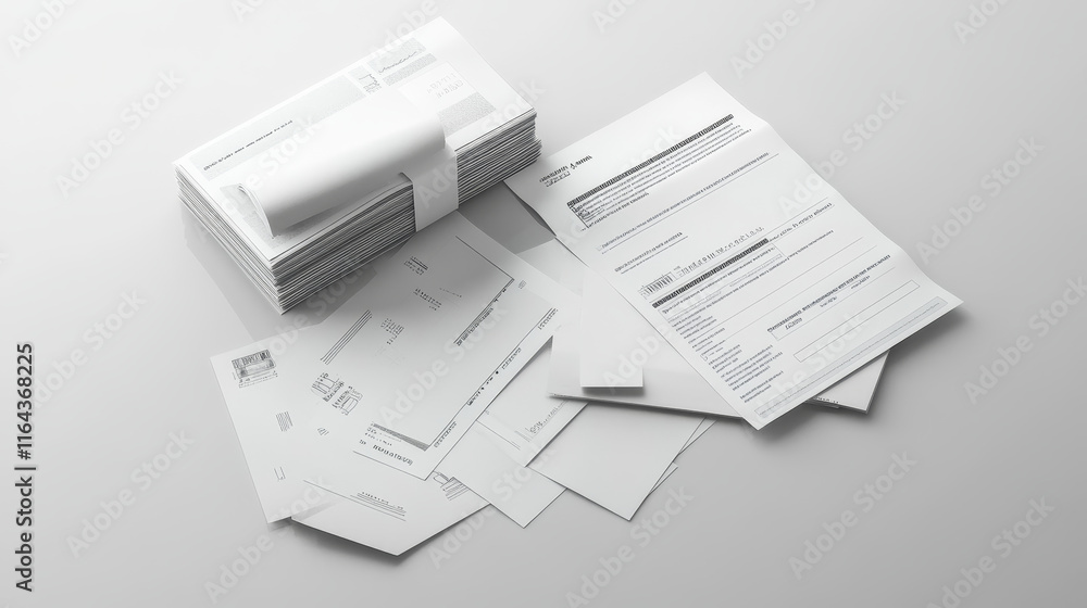 Paper bill mockups set isolated on transparent background. Vector ...