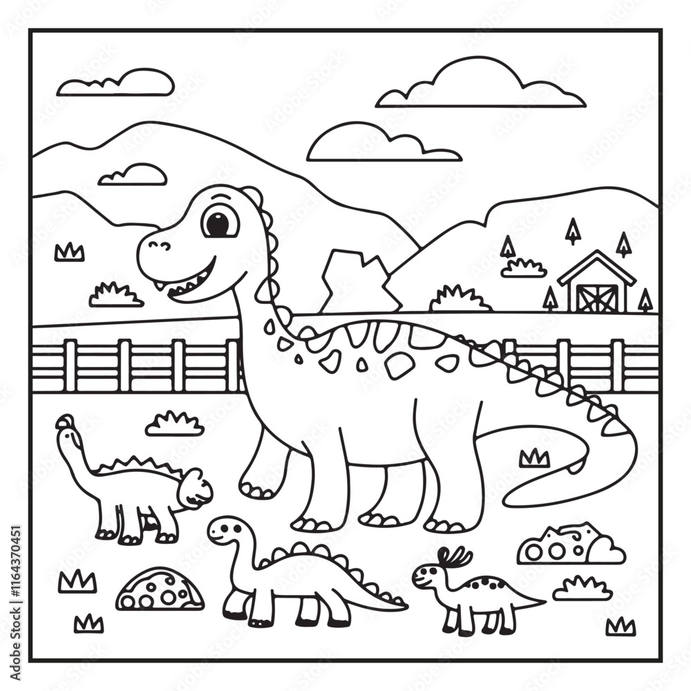 Cute Dinosaur Coloring Pages for Kids. Dinosaur designs For Kids ...