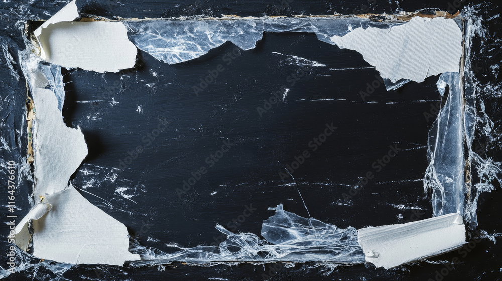 Vintage torn paper frame overlay with tape vector. Rough old photo ...