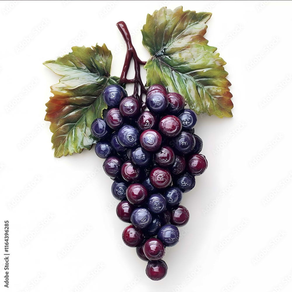 Grapes made from computer keyboard buttons on a white background ...