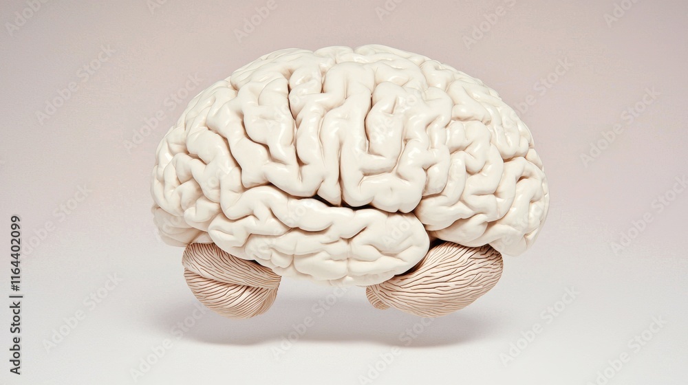 Realistic 3D Model of Human Brain with Detailed Surface Texture Stock ...
