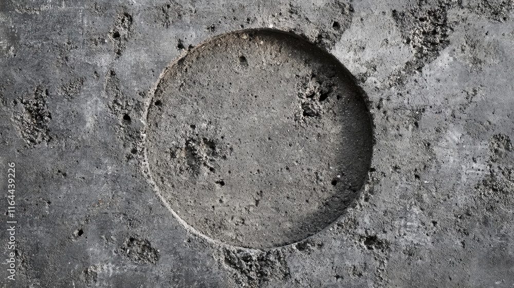 Concrete Surface with Circular Indentation and Textured Background for ...