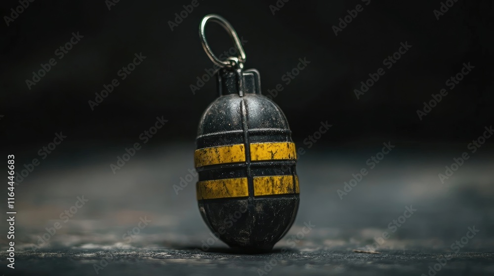 Foto de Stock Vintage black and yellow grenade with pull pin on a ...