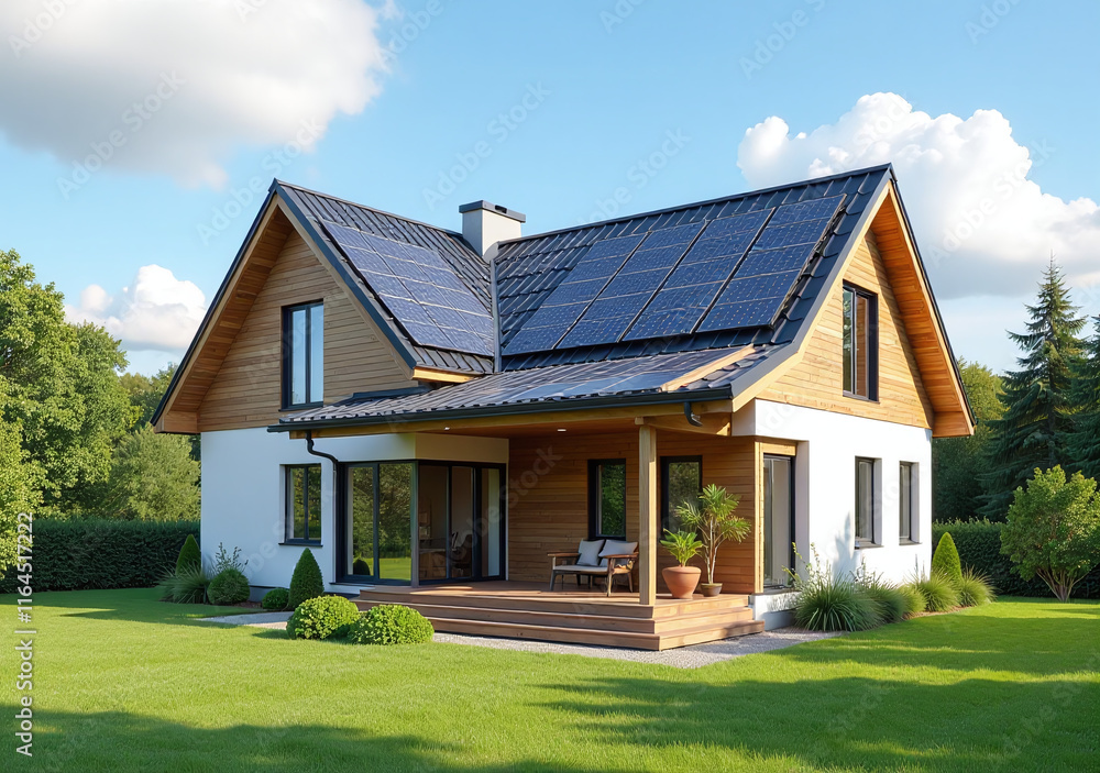smart home features solar panels renewable energy modern design ...