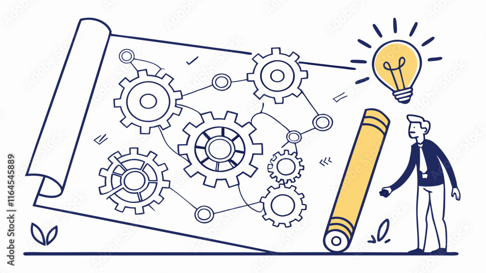 The Blueprint for Innovation: A simple line drawing of a businessman ...