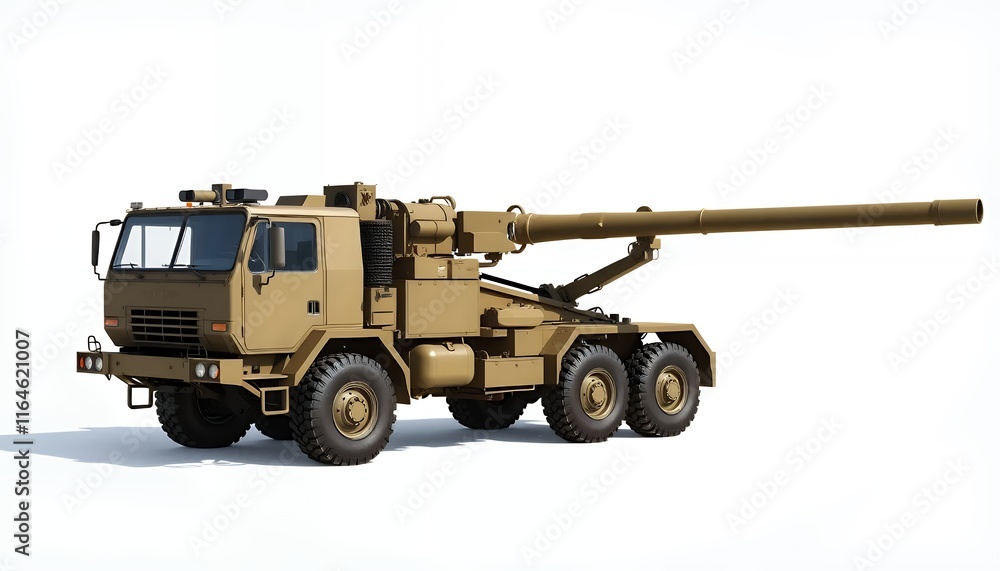 Self-Propelled Howitzer: A Powerful Military Vehicle in Desert Tan ...